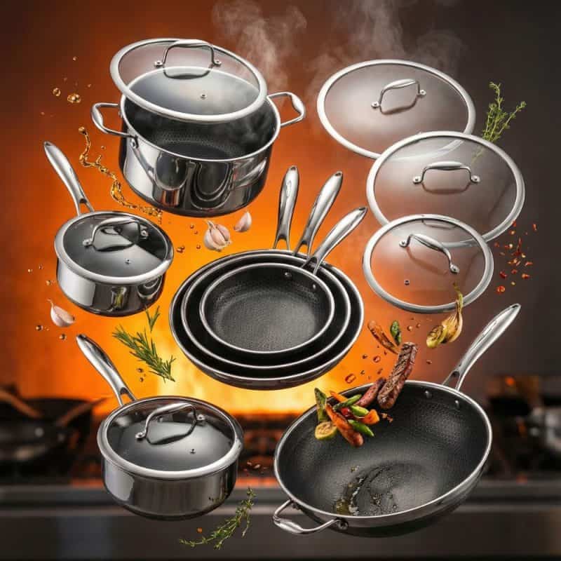HexClad 13pc Hybrid Cookware Set w/ Lids - The Kitchen Draw