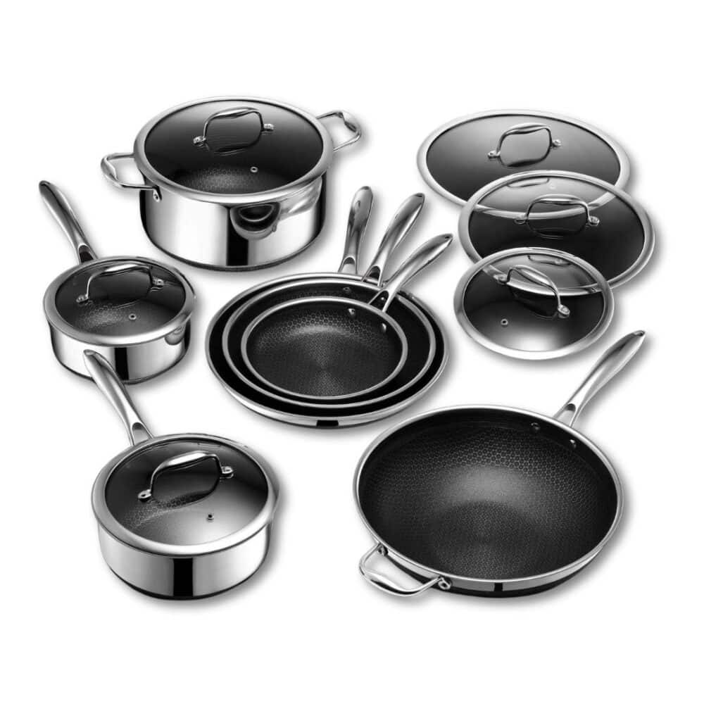 HexClad 13pc Hybrid Cookware Set w/ Lids - The Kitchen Draw