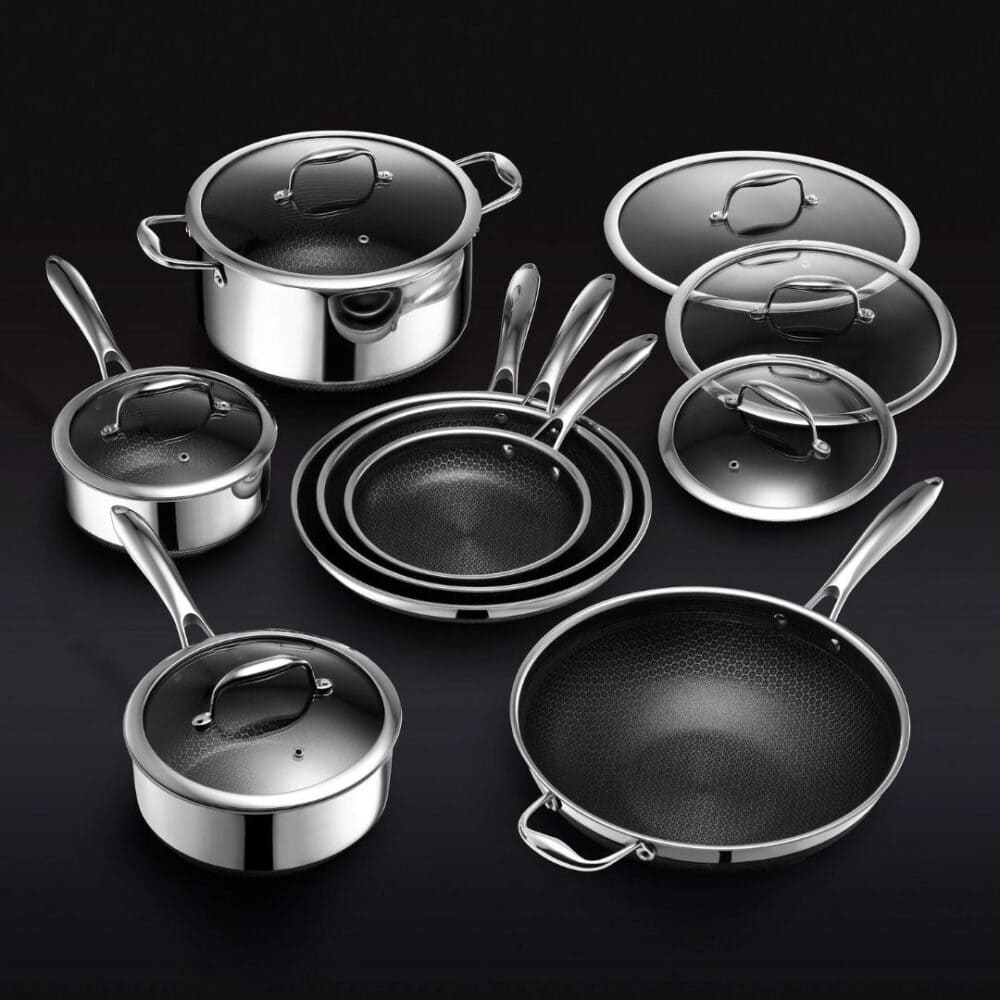 HexClad 13pc Hybrid Cookware Set w/ Lids - The Kitchen Draw