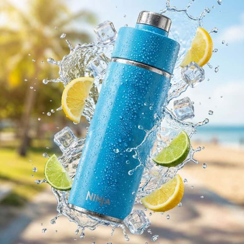 Ninja Thirsti 530ml Travel Bottle (Tropical Blue) - The Kitchen Draw